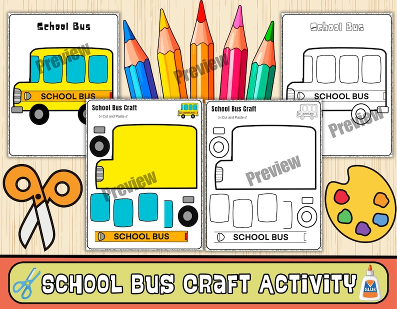 School Bus Craft Template | Cut & Paste Activity (PDF) - Etsy