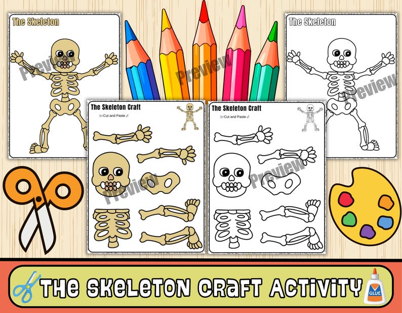 Skeleton Craft Activities | October Bulletin Board Kindergarten | Cut ...