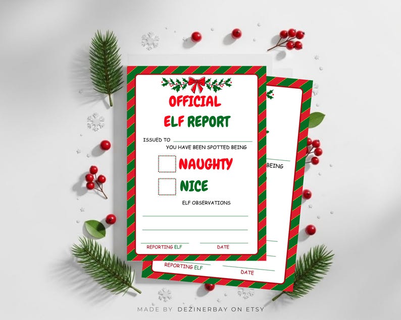 Elf Report Card Printable, Elf Reports, Christmas Elf Report, Custom ...