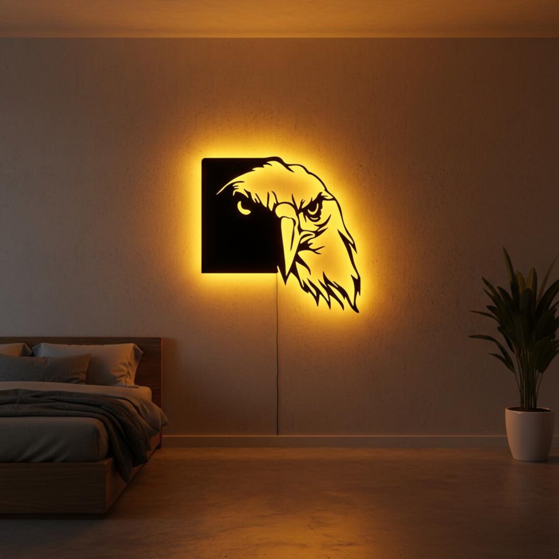 Majestic Eagle Metal Wall Art | LED Accent Lighting - Etsy