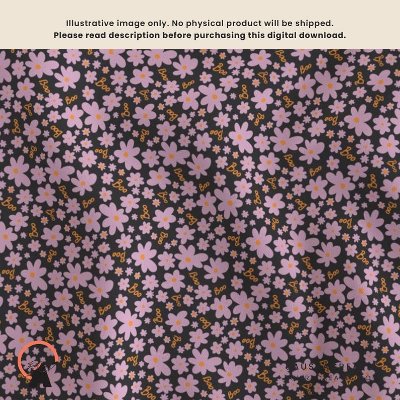 Bold Boo Ditsy Daisies Halloween Fall Floral Pattern Seamless Repeat ...