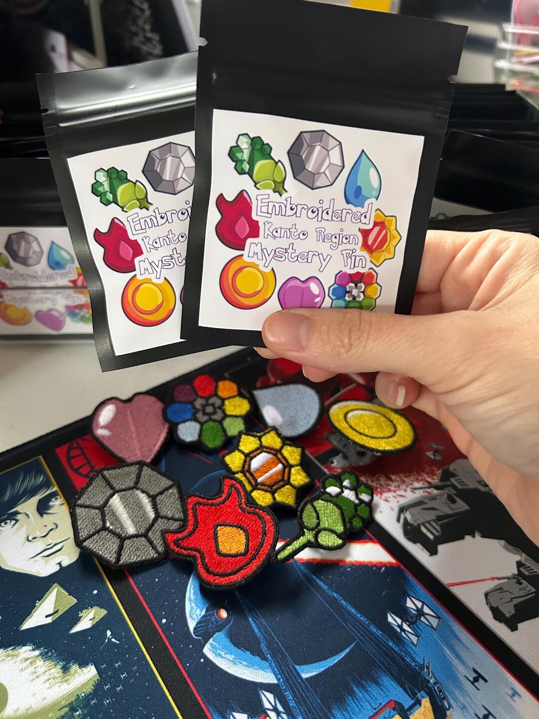 Embroidered Pokémon Gym Badges,kanto Region, Mystery Pins! - Etsy