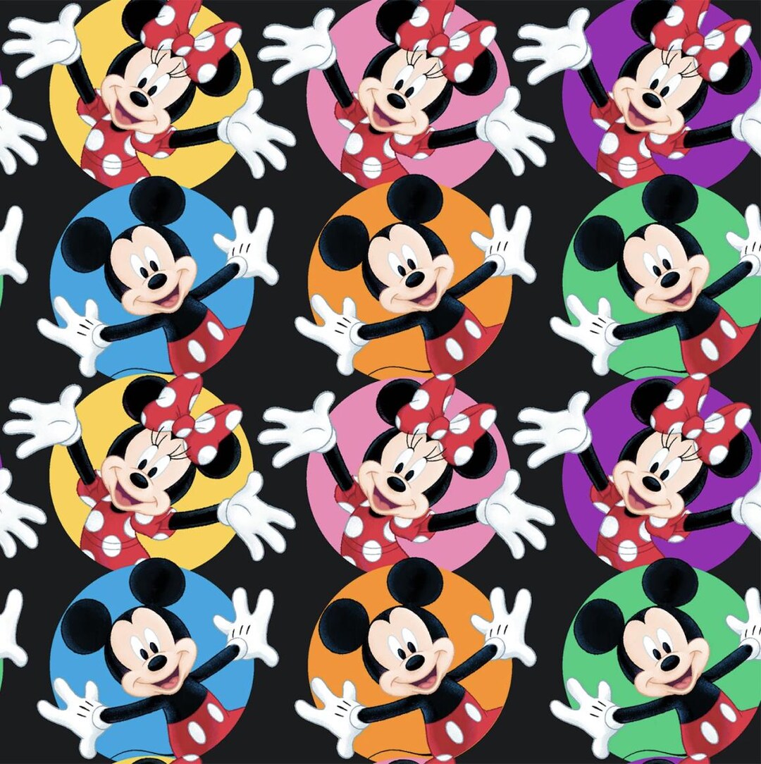 Licensed Disney Mickey Mouse and Minnie Mouse Fabric, by the 1/2 Yard ...