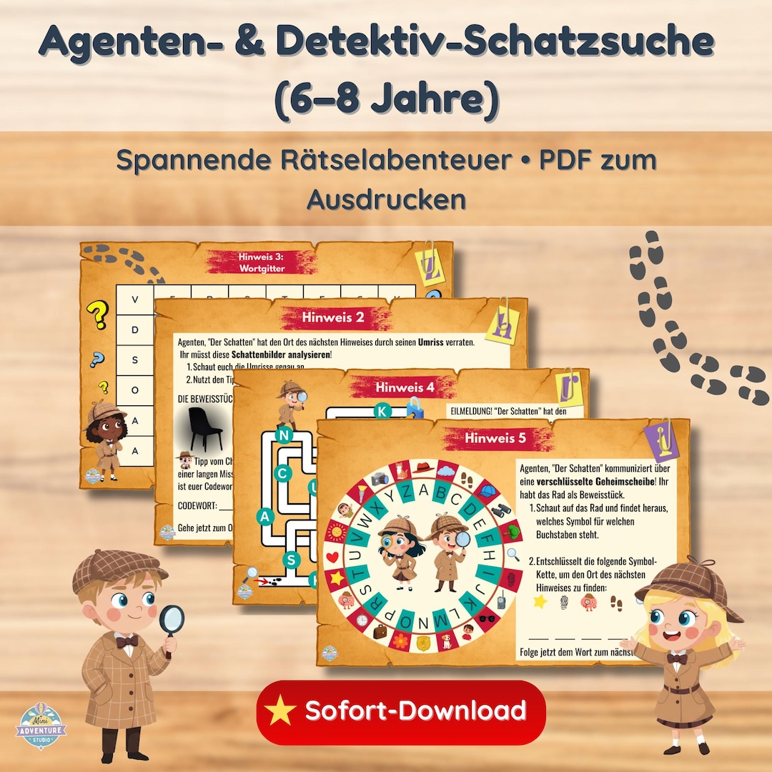 Agent & Detective Treasure Hunt (ages 6–8) | Printable Indoor Scavenger ...
