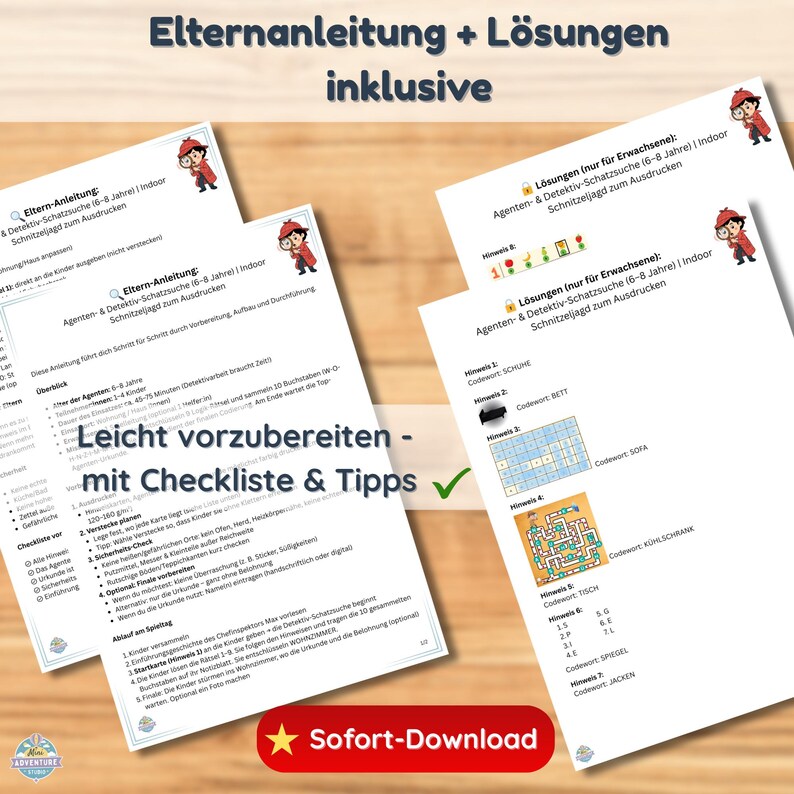 Agent & Detective Treasure Hunt (ages 6–8) | Printable Indoor Scavenger ...