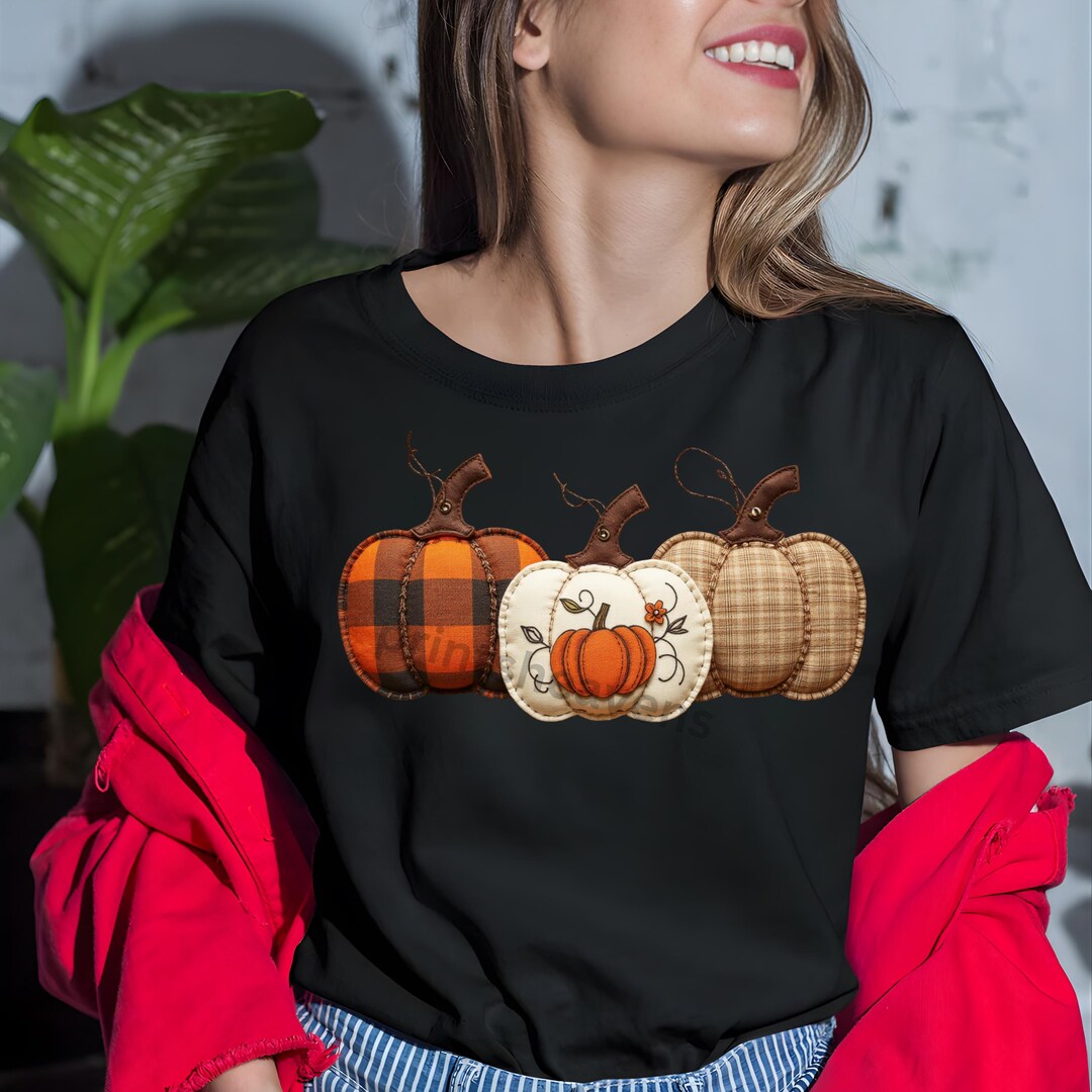 Floral Stitched Fall Pumpkin Design Png for Tshirt, Mugs, Bags ...