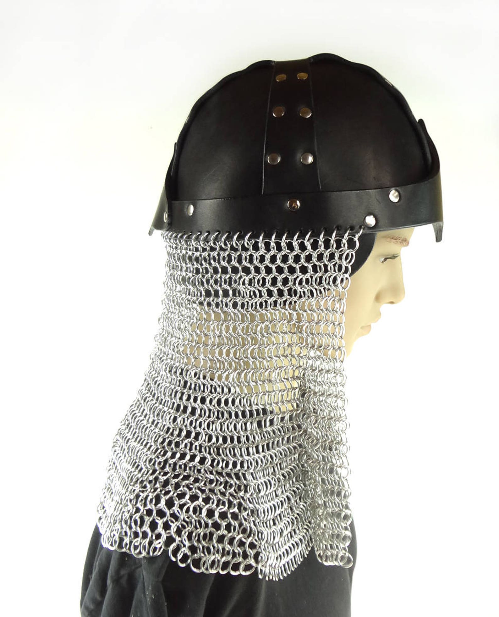Knight's Chainmaille and Leather Helm for Cosplay Game of | Etsy