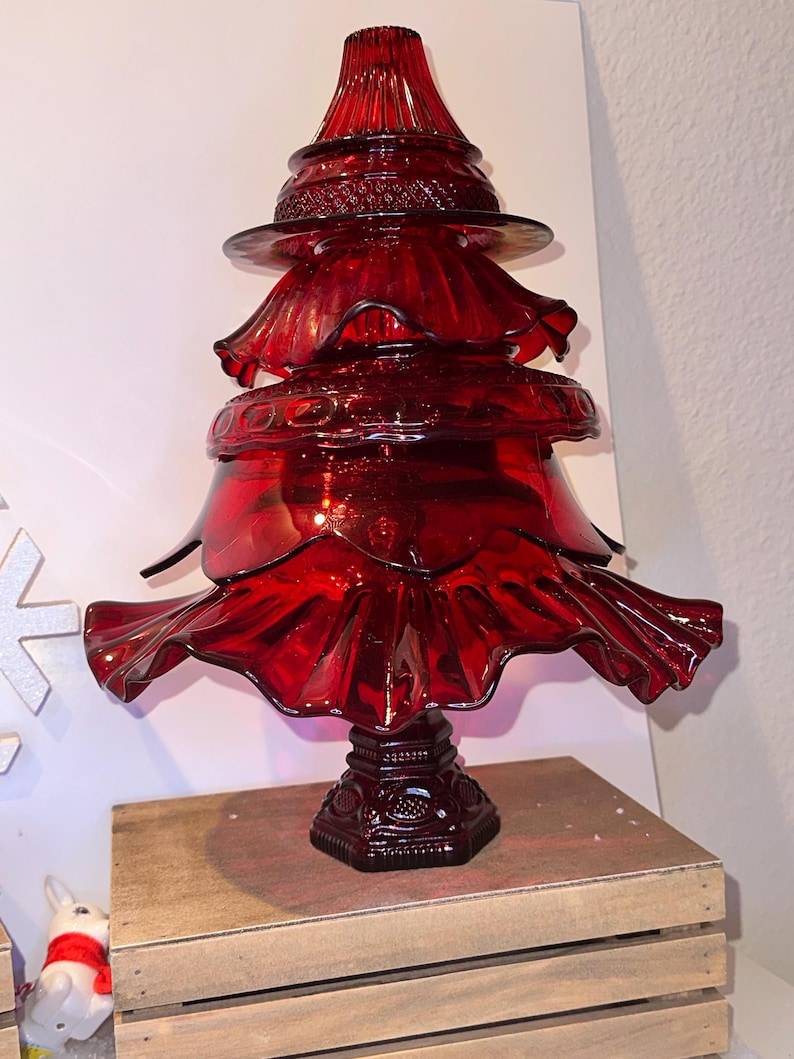 14.5” X 11” Ruby Red Christmas Tree Upcycled Using Vintage Bowls. - Etsy