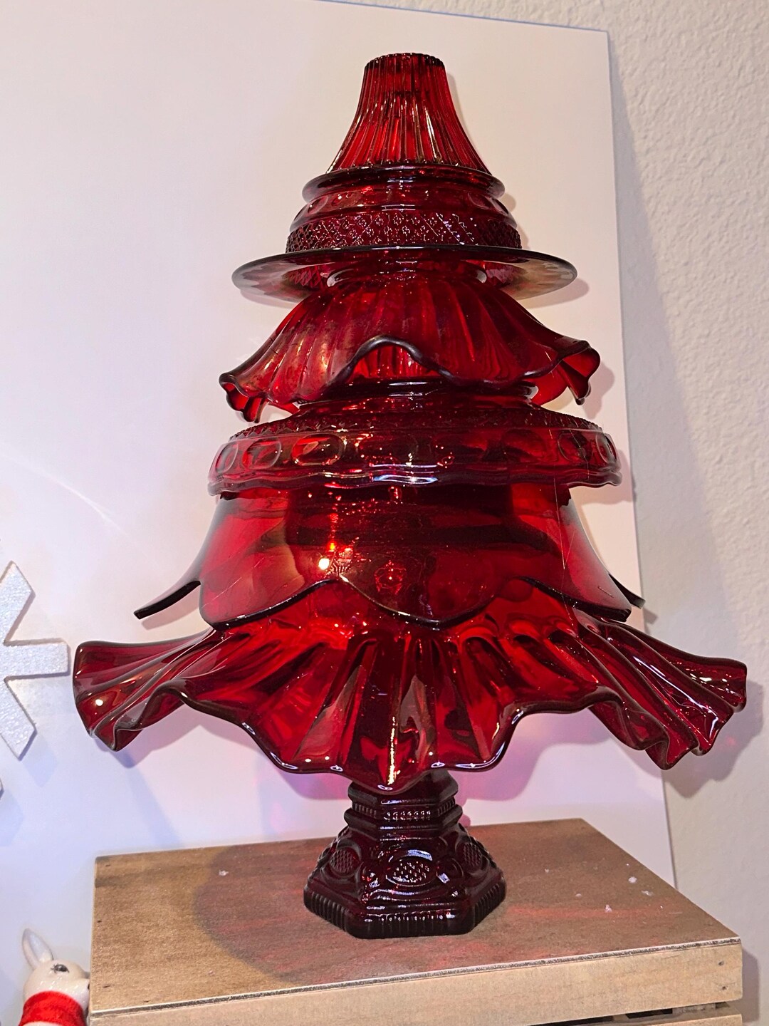14.5” X 11” Ruby Red Christmas Tree Upcycled Using Vintage Bowls. - Etsy