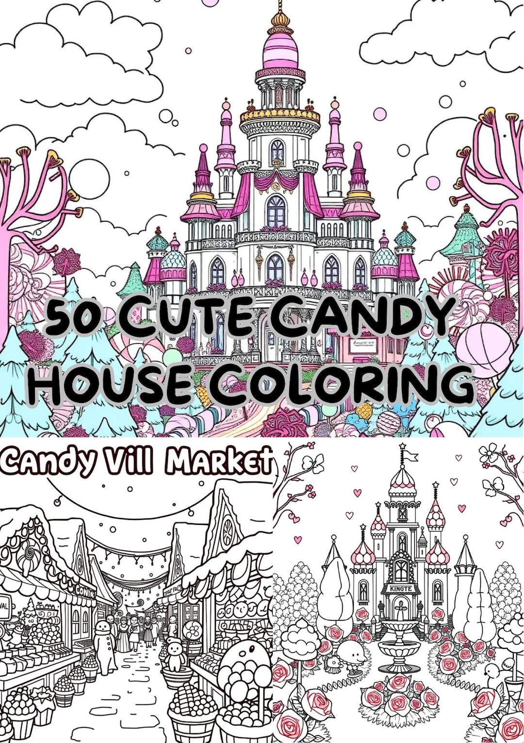 50 Cute Candy House Coloring Pages-adult and Kids Coloring by ...