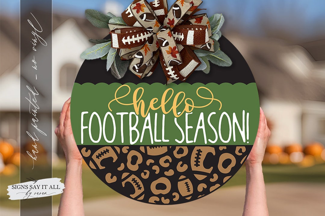 Door Hanger Hello Football Front Door Decor Football Welcome Door ...