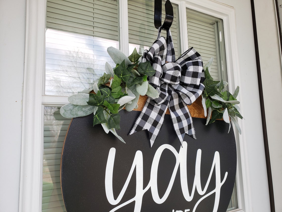YAY You're Here Door Hanger: Handmade Wood Front Door Decor - Etsy