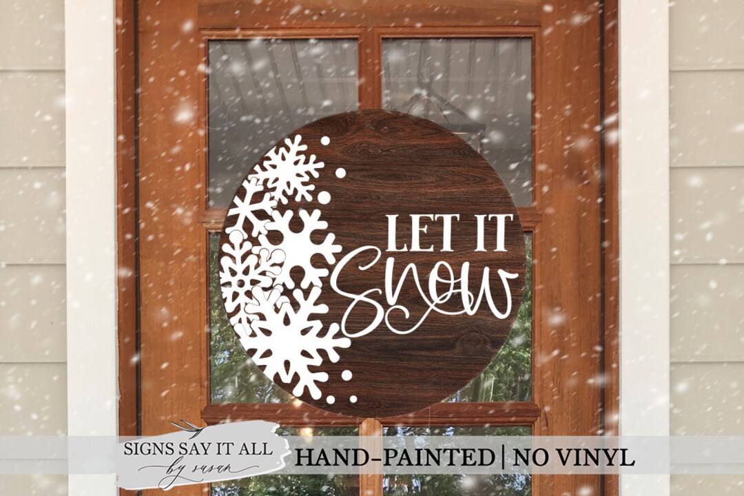 Door Hanger | Let It Snow| Front Door Decor | Farmhouse | Welcome Door ...