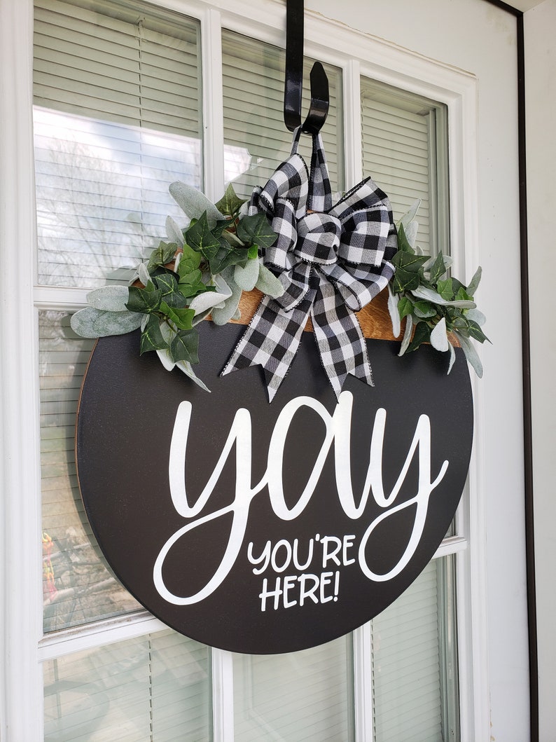 Front Door Decor YAY You're Here Front Door Wreath | Etsy