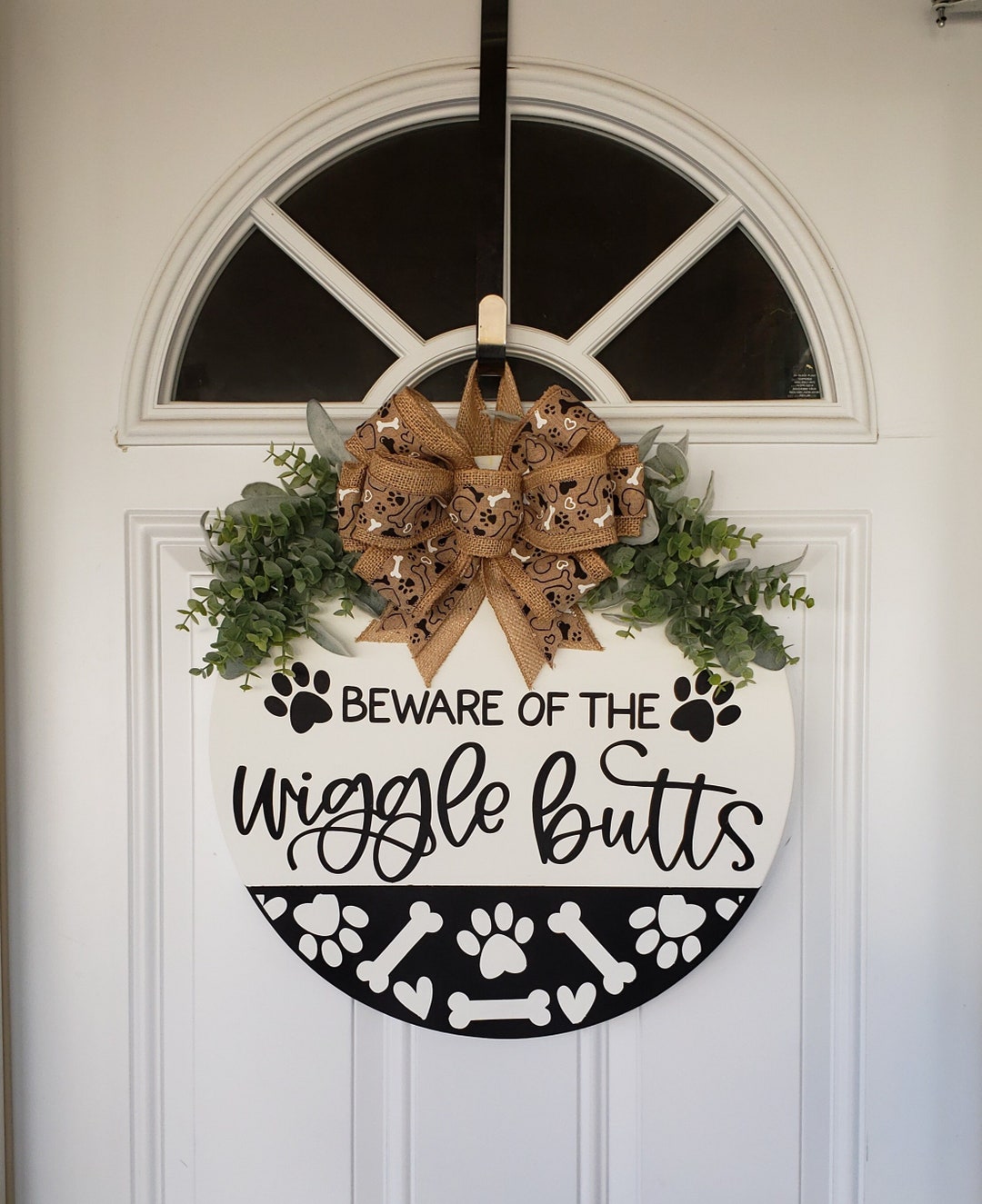 Front Door Decor | Beware of Wiggle Butts | Door Hanger | Welcome Door ...