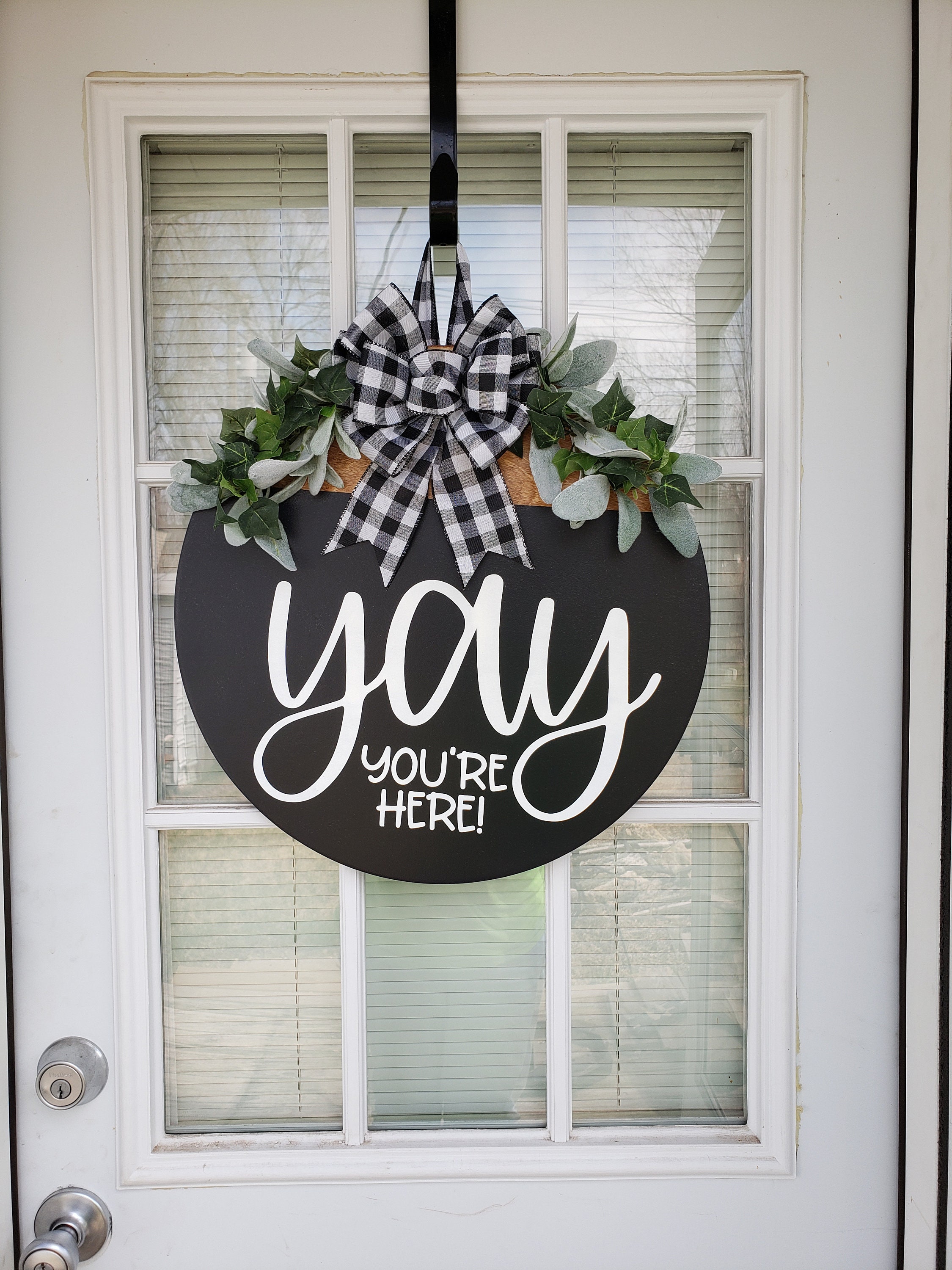 YAY You're Here Door Hanger: Handmade Wood Front Door Decor - Etsy