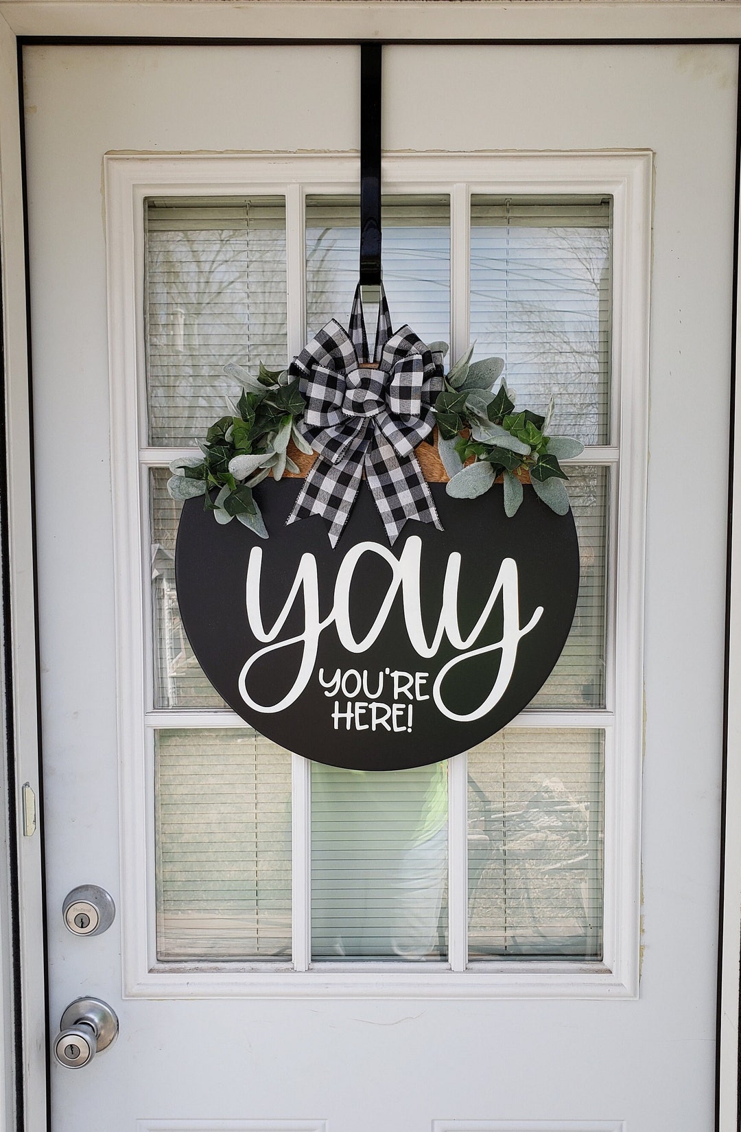Front Door Decor | YAY You're Here | Front Door Wreath | Door Hanger ...
