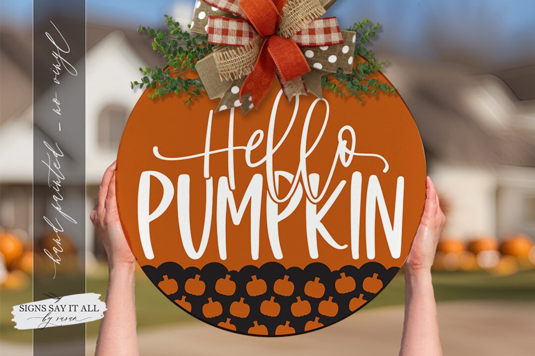 Door Hanger Hello Pumpkin Front Door Decor Christmas Welcome Door ...