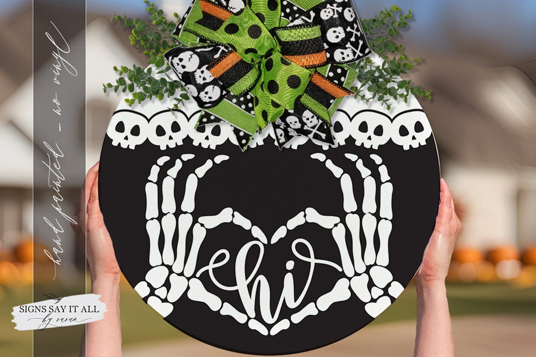 Skeleton Hands Halloween Door Hanger: Handmade Wood Wreath - Etsy