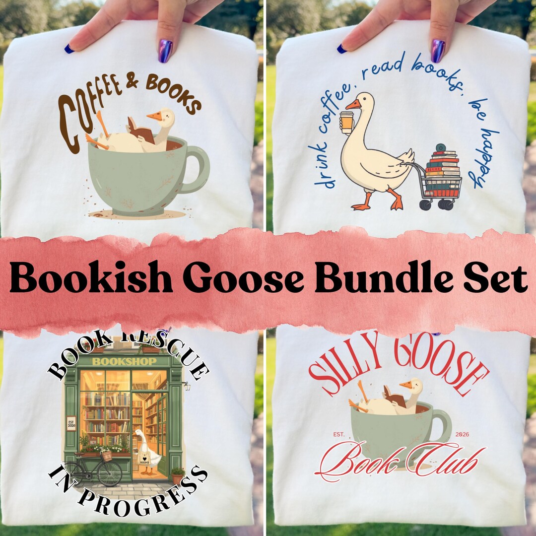 Goose Bundle Png, Goose Reading Png Svg, Silly Goose Bookish, Cozy Book ...