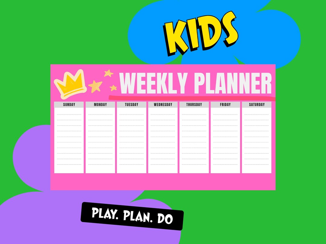 Kids Weekly Planner Printable | Fun & Playful Weekly Schedule for Kids ...