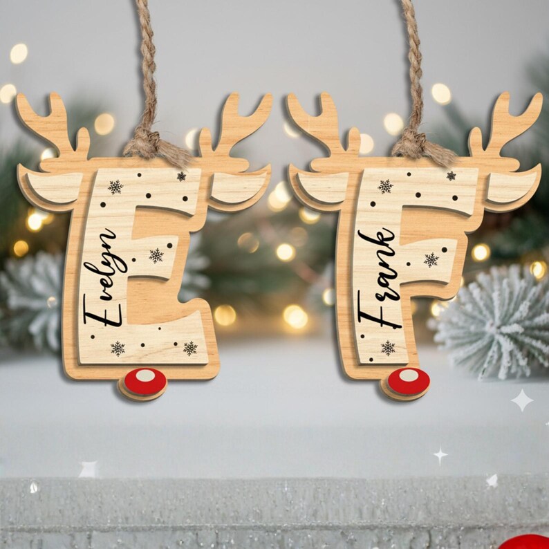 Christmas Reindeer Alphabet Ornament SVG, Christmas Deer Initial Tag ...