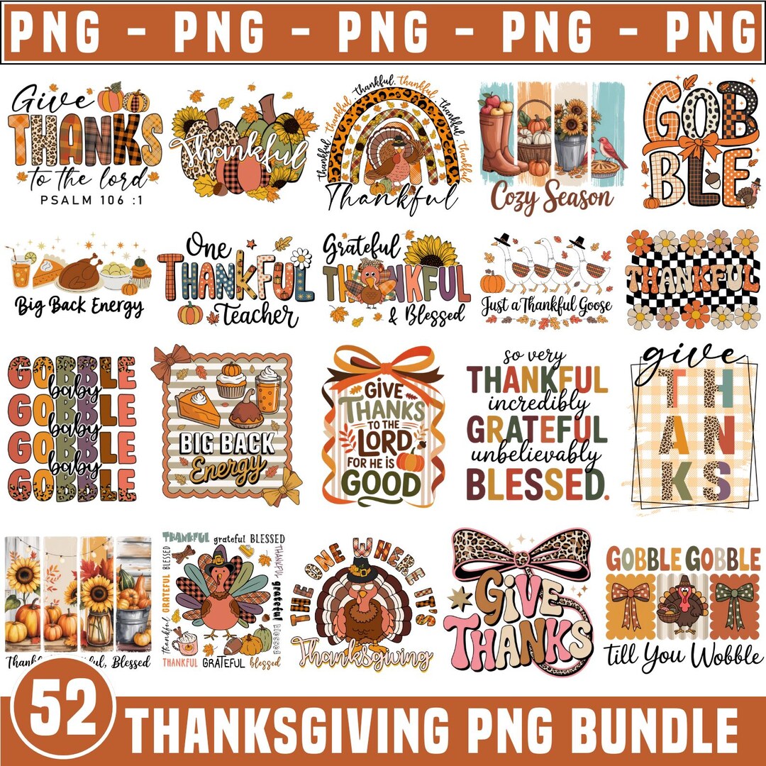Thanksgiving Png, Thanksgiving Png Bundle, Thanksgiving Svg, Floral ...