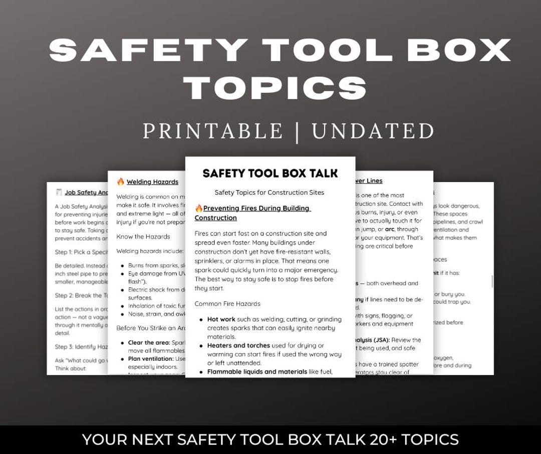 Construction Safety Tool Box Talk Bundle (PDF Download) - Etsy Canada