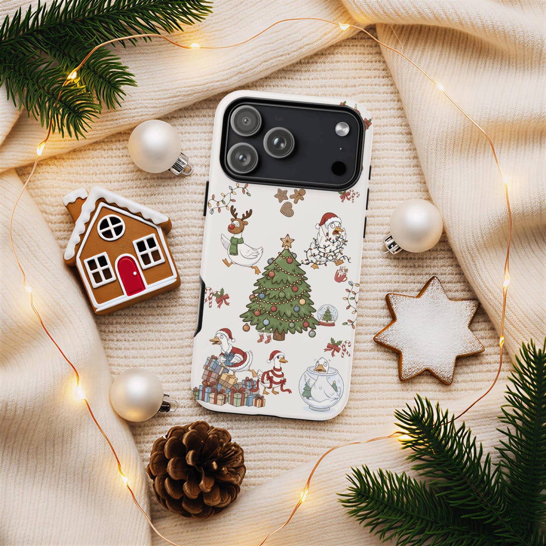 Funny Christmas Silly Goose Duck Tough Phone Case | Chaotic Holiday ...