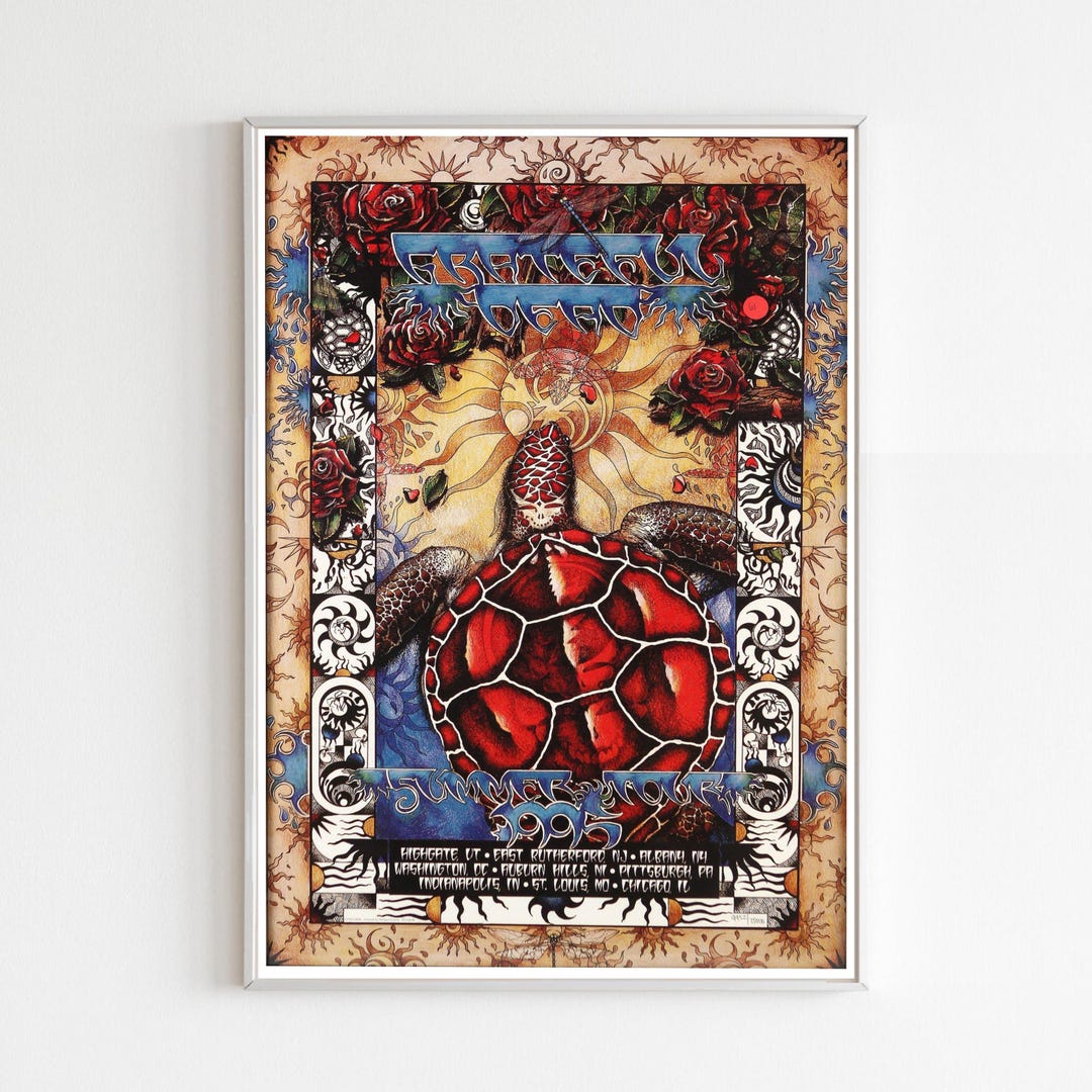 Grateful Dead Tour 1995 Poster, Terrapin Turtle Wall Art, Deadhead Fan ...