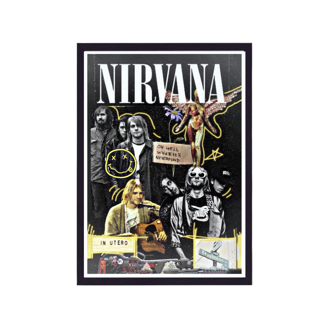 Nirvana Collage Poster, 90s Grunge Rock, Music Room Decor - Etsy