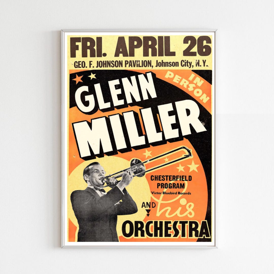 Glenn Miller Concert Poster, Vintage Big Band Wall Art, Swing Music ...