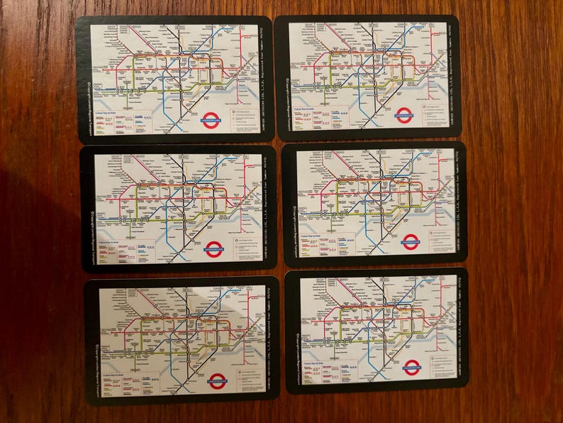 Six Vintage Tube Map Playing Cards | Retro Style Single Swap | 1980s ...
