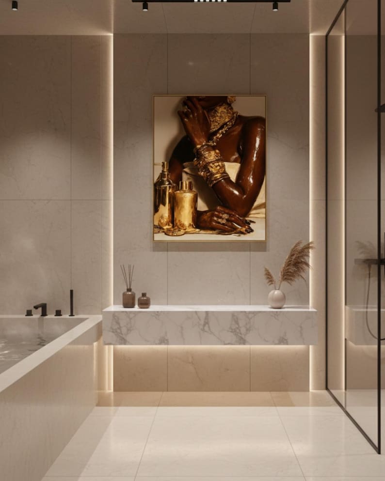 Luxury African Queen Gold Portrait, Black Woman Art (digital Download ...