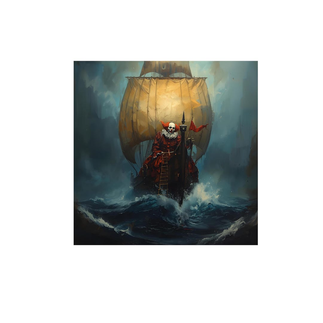 Dark Pirate Clown Ship Art | AI Digital Fantasy Painting | Horror Sea ...
