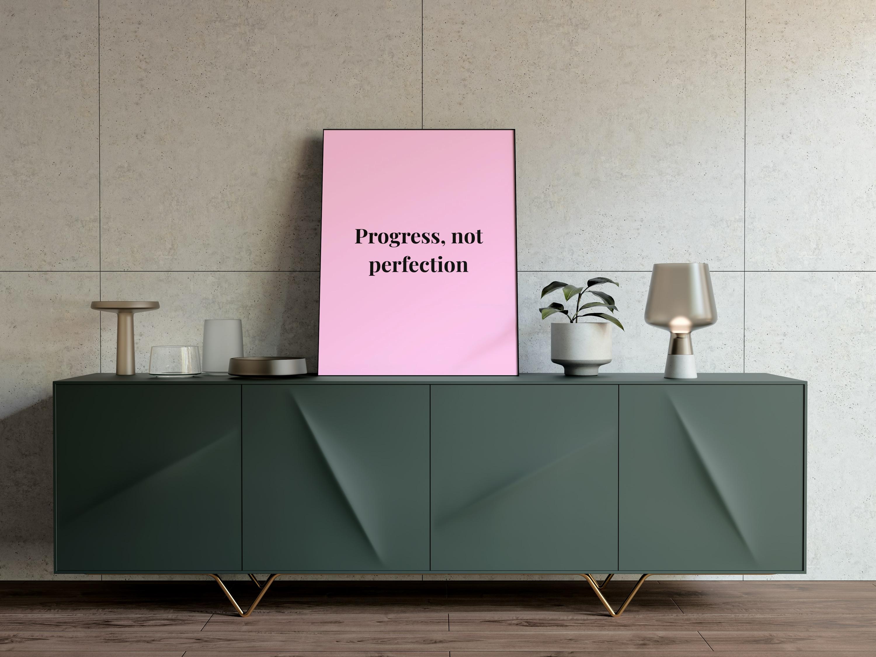 Progress Not Perfection Printable Wall Art, Minimalist Quote Print ...