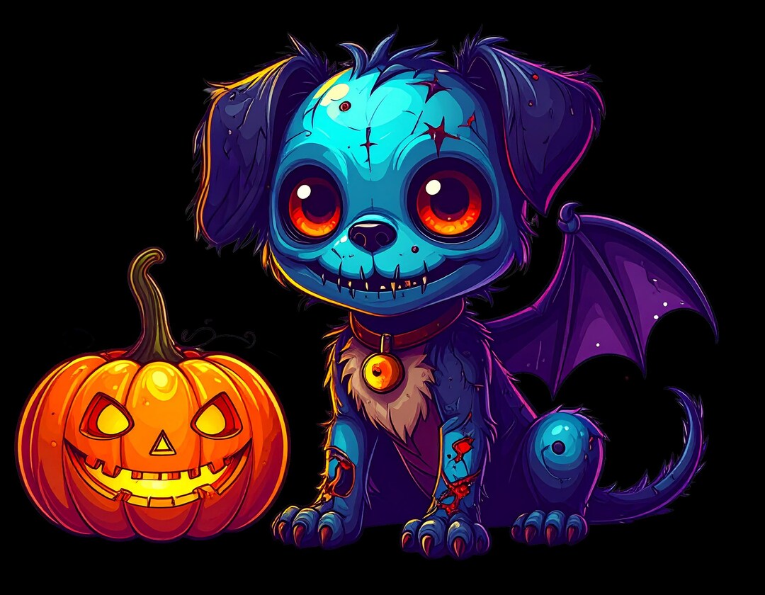 Halloween Zombie Dog Clipart: Jack-o'-lantern PNG Designs (digital ...