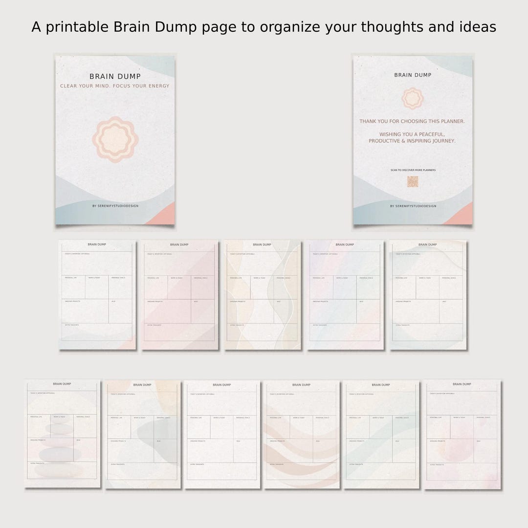 Printable Brain Dump Page | Minimal Mind Organizer PDF | Thought & Idea ...
