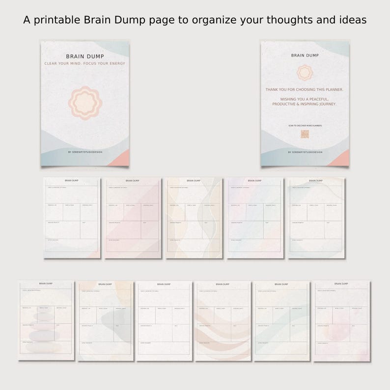 Printable Brain Dump Page | Minimal Mind Organizer PDF | Thought & Idea ...
