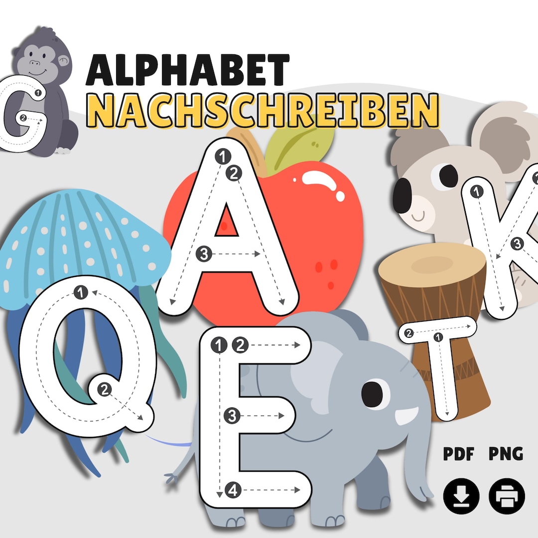 First Writing Letters, ABC, Alphabet: German Tracing Cards | Printable ...