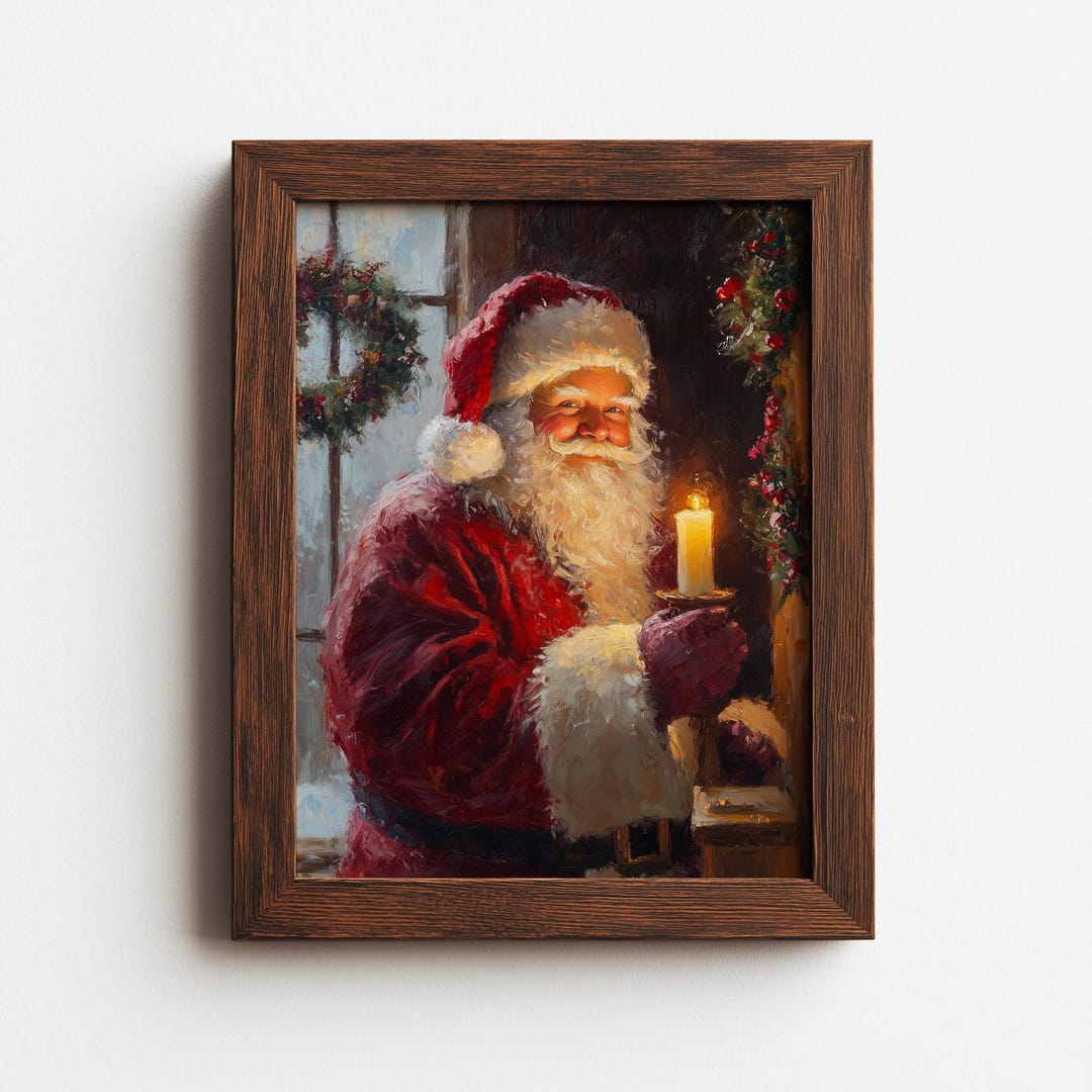 Vintage Santa Claus Portrait - Festive Christmas Wall Art (digital ...