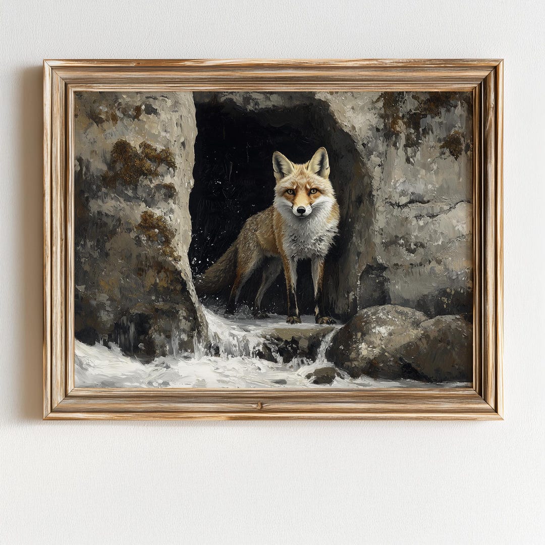 Rustic Red Fox Printable Art - Moody Woodland Scene (digital Download ...