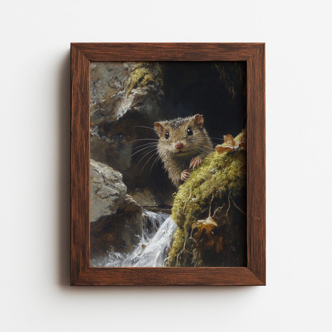 Cute Mountain Shrew Printable Art - Rustic Woodland Wildlife Portrait ...