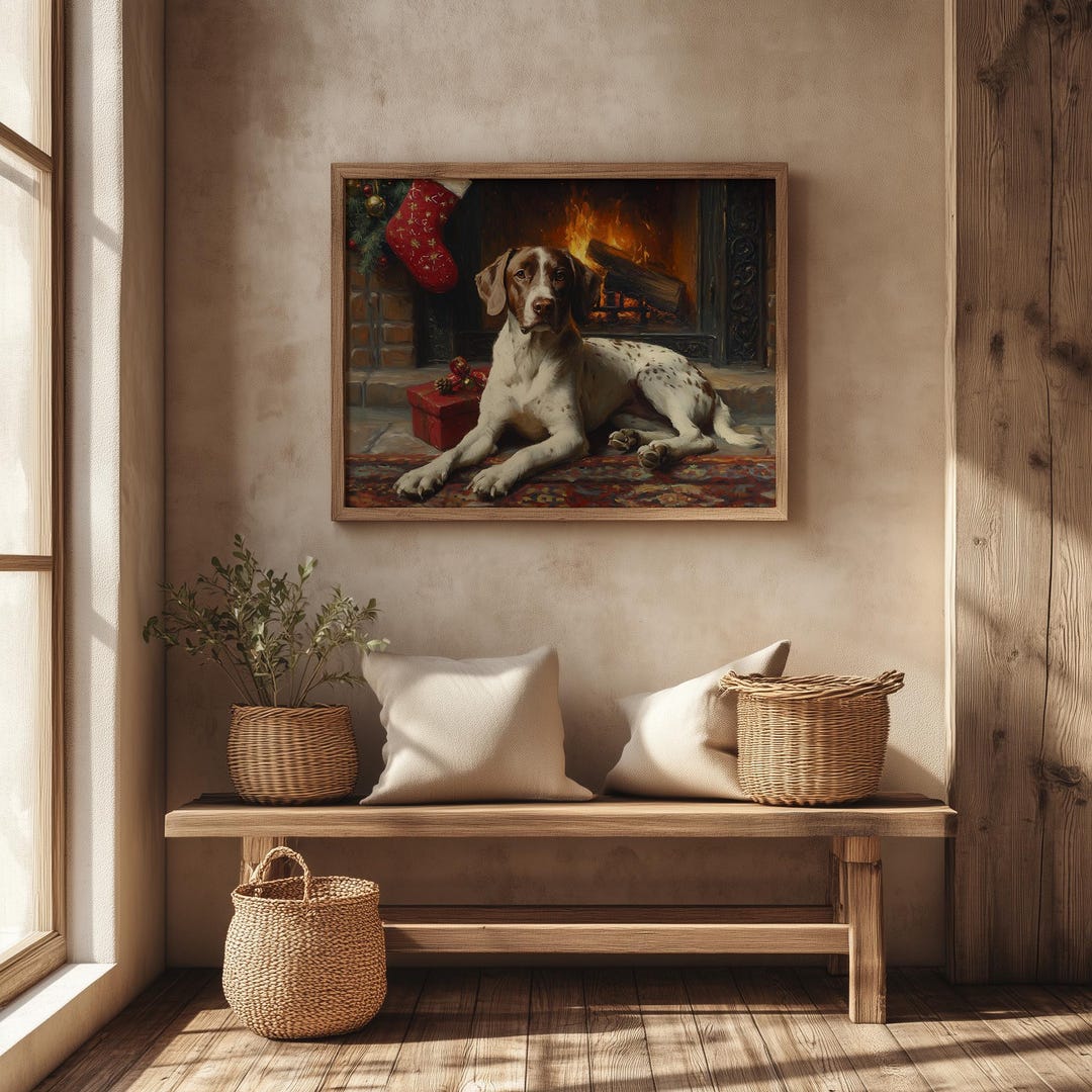 Rustic German Shorthaired Pointer Oil Painting Print: Farmhouse Dog Art ...