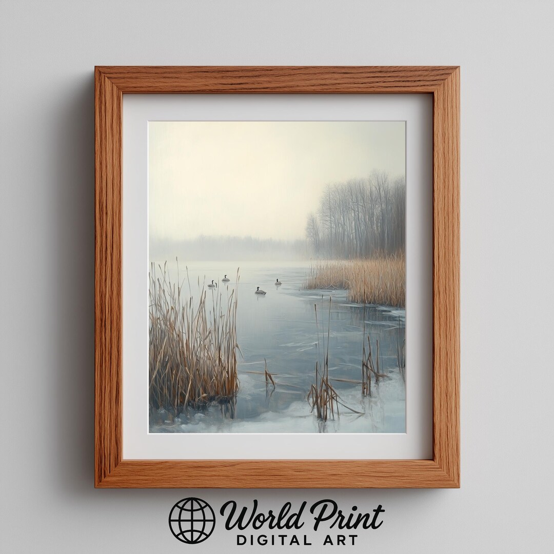 Winter Pond Landscape Print, Moody Nordic Scene (digital Download) - Etsy