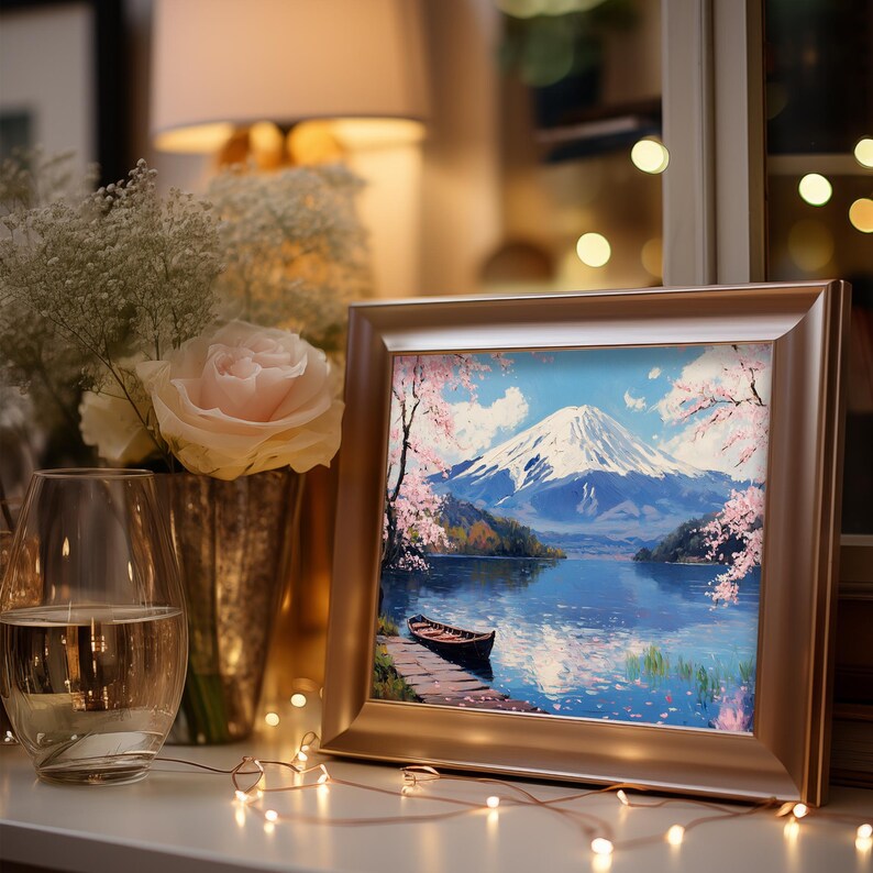 Printable Mount Fuji Spring Landscape - Serene Japanese Lake Art ...