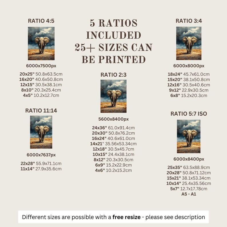 Majestic African Elephant Under Stormy Sky - Moody Wildlife Printable ...