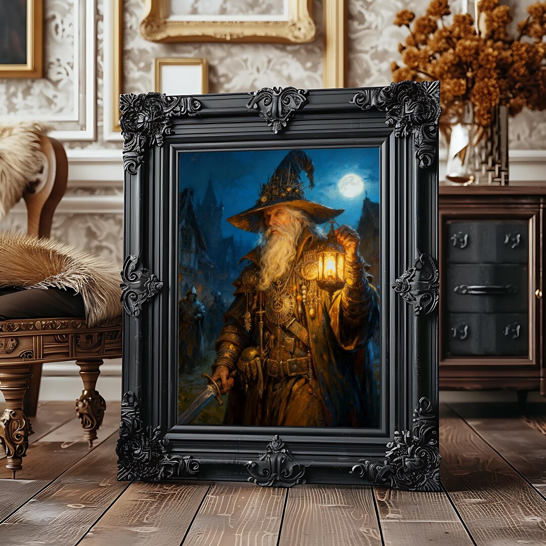 Moody Sorcerer Portrait – Vintage Fantasy Wall Art (digital Download ...