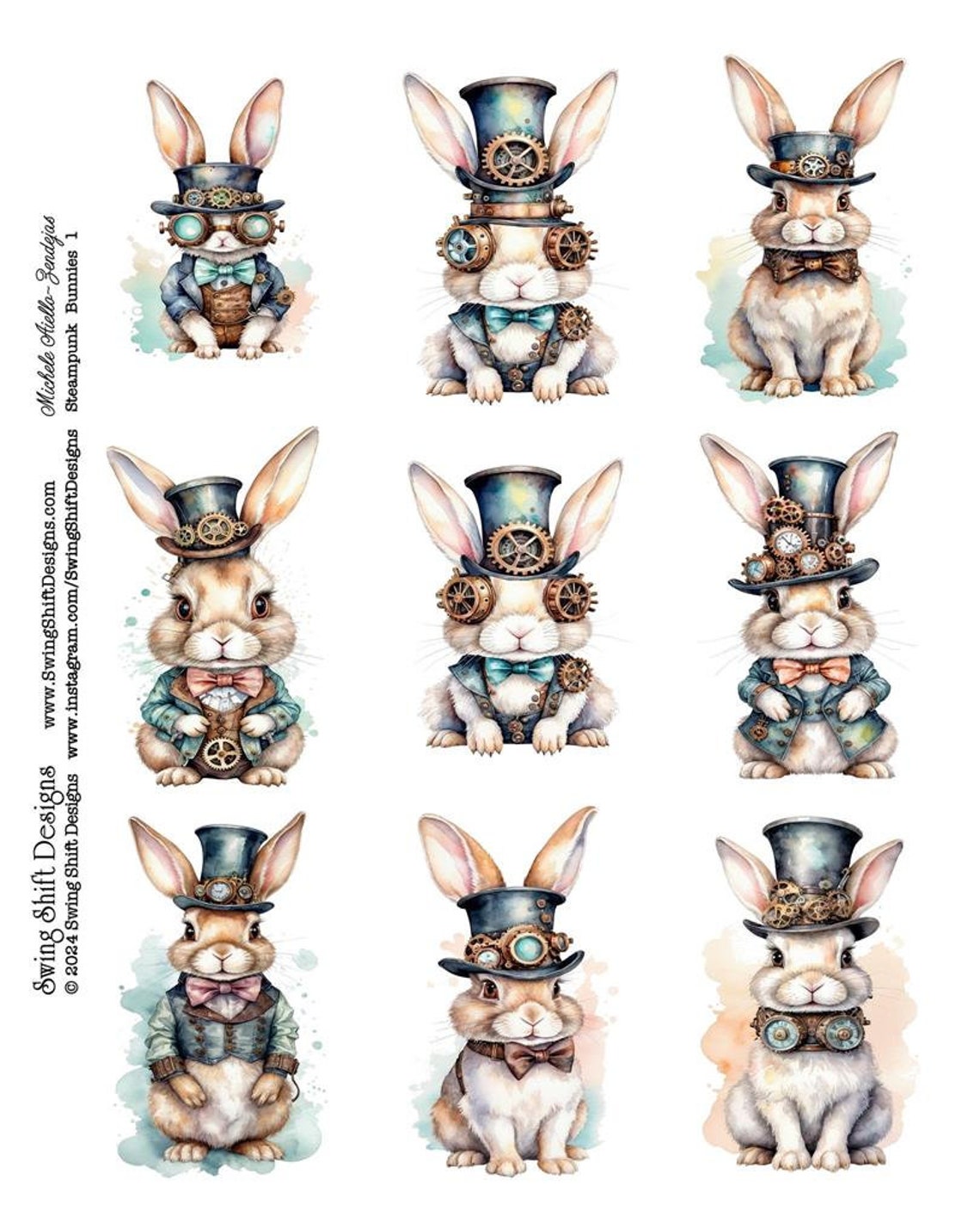 Steampunk Bunny Rabbit, Adorable "mechanical" Bunny With Hat and ...