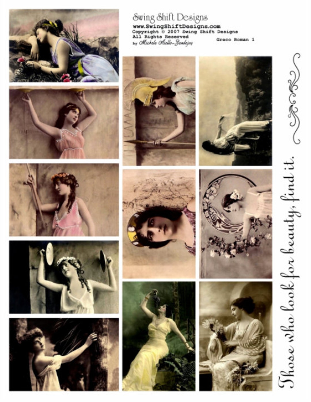 Greco Roman Beauties V1 Women Collage Sheet, Vintage Photos, Digital ...